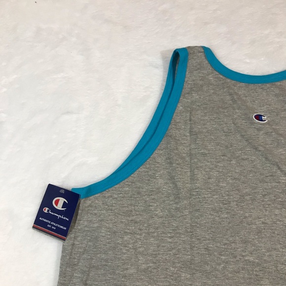 Champion | Tops | Nwt Champion Blue Tank Top Logo Text Ringer Xl New ...